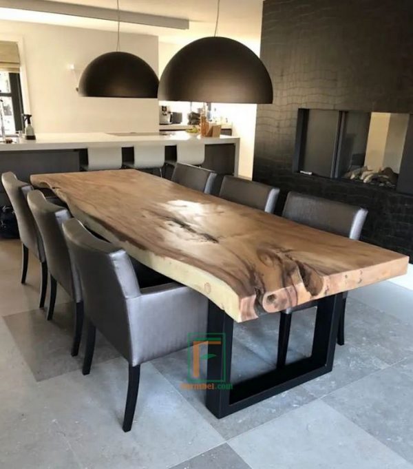 » Jual Set Meja Makan Top Table Kayu Tebal Besar 6 Kursi Jok Busa