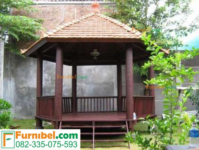 Jual Gazebo Glugu Kayu Kelapa Asli Minimalis Modern